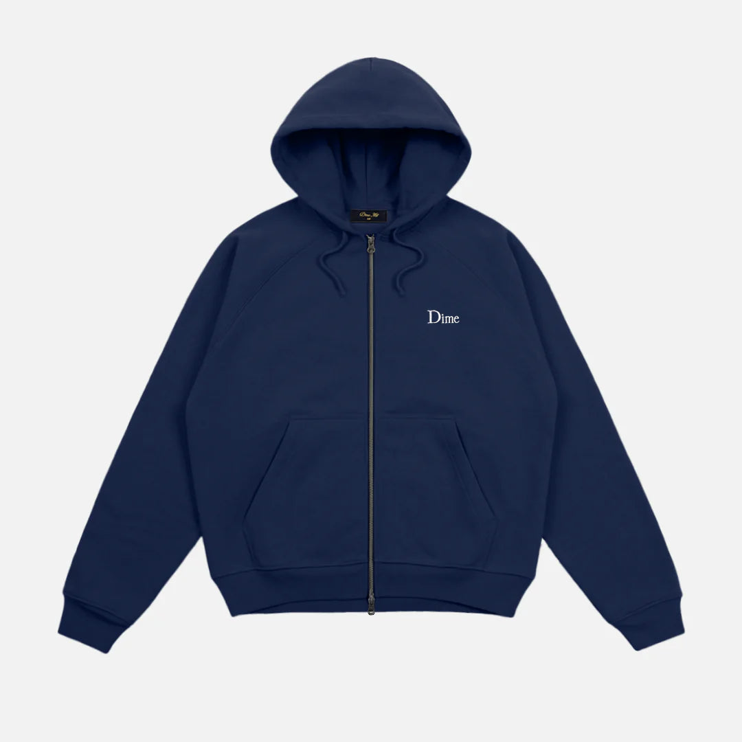 Dime Classic Small Logo Zip Hoodie - Midnight Navy - 35th North